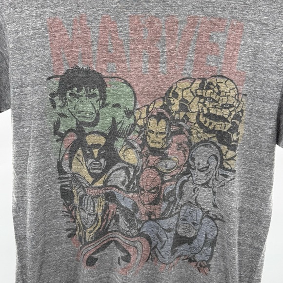 Marvel | Shirts | Marvel Superhero Graphic T Large Faded Vtg Gray ...